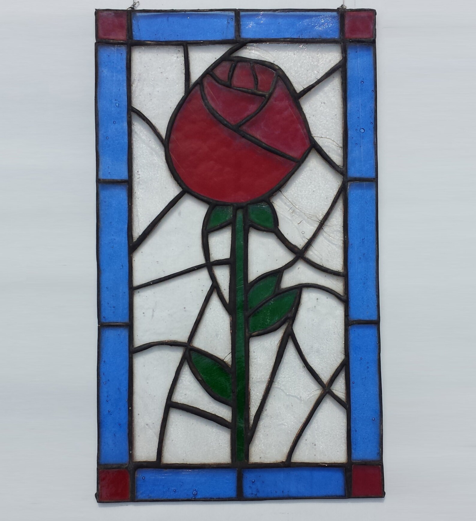 Rose Stained Glass Panel for Wall Window or Suncatcher | Etsy