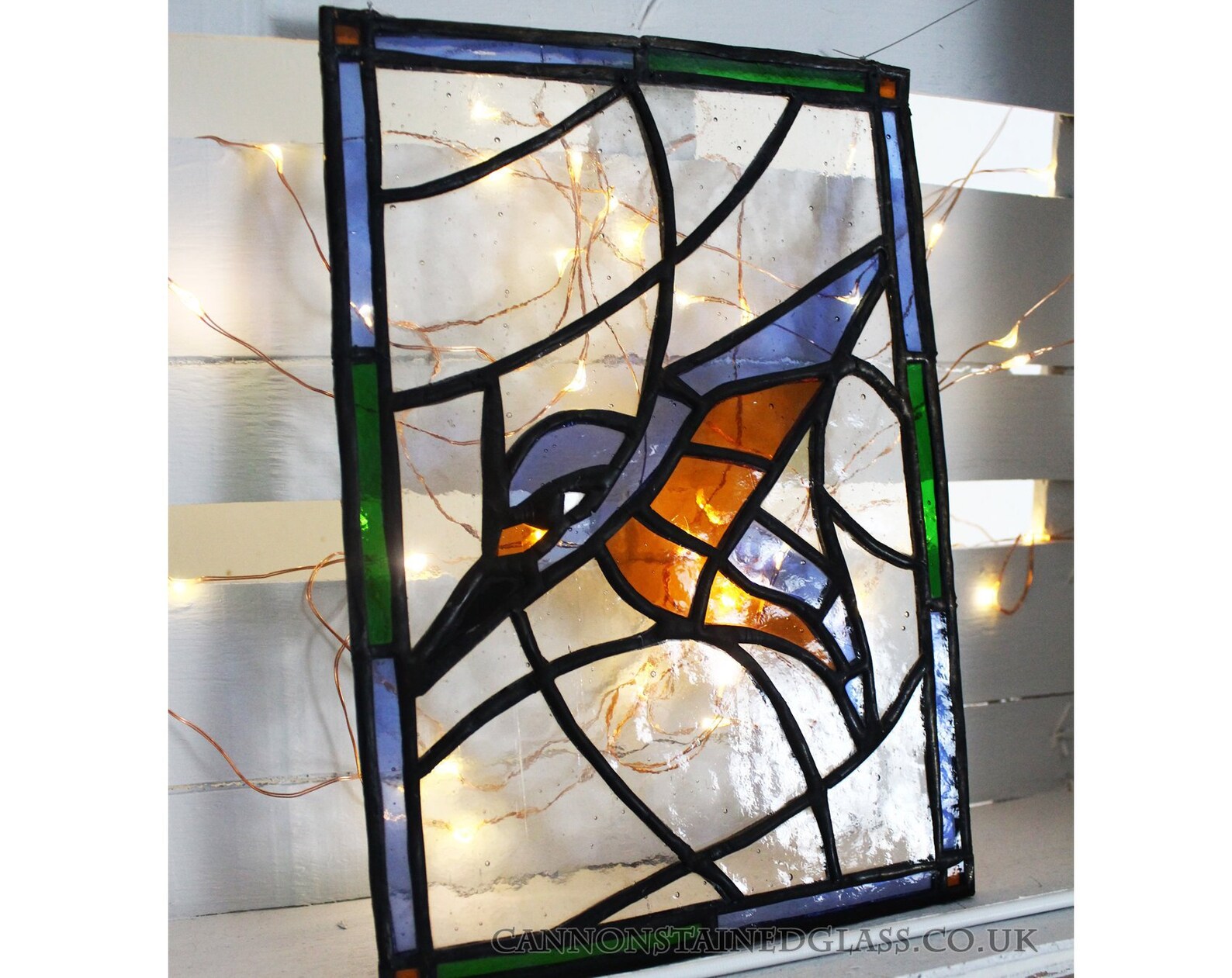 Kingfisher Stained Glass Hanger for Wall Window or | Etsy UK