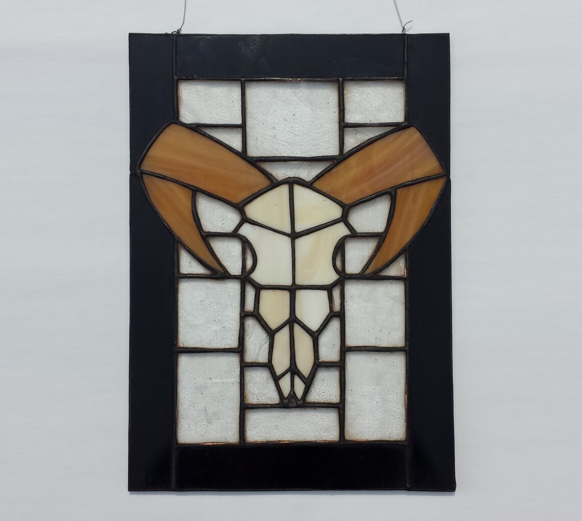 Ram Skull Stained Glass Panel for Wall Window or Suncatcher - Etsy