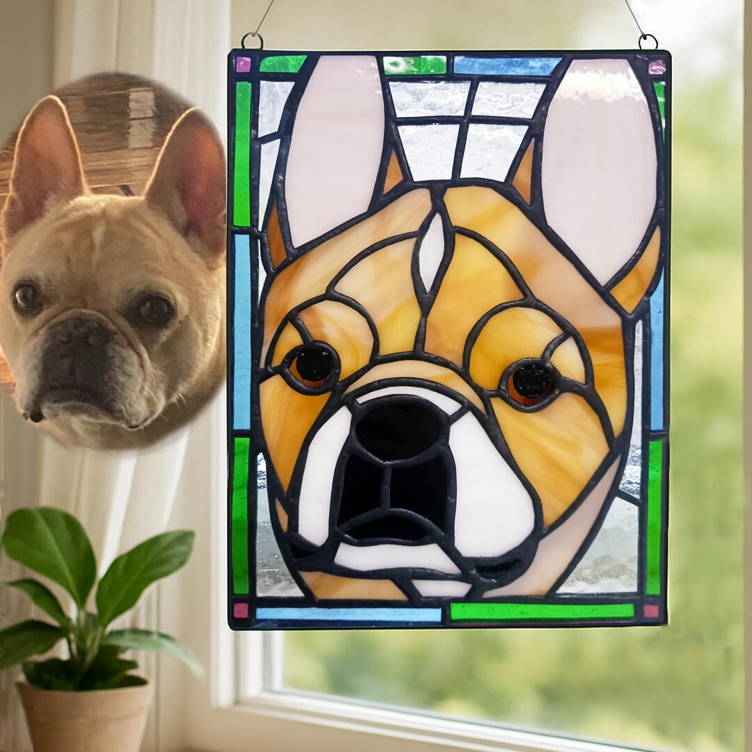 Custom Dog Portrait in Real Stained Glass - Pet Memorial or Gift for ...