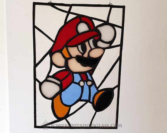 Super Mario Stained Glass Panel / Hanger for wall window or | Etsy