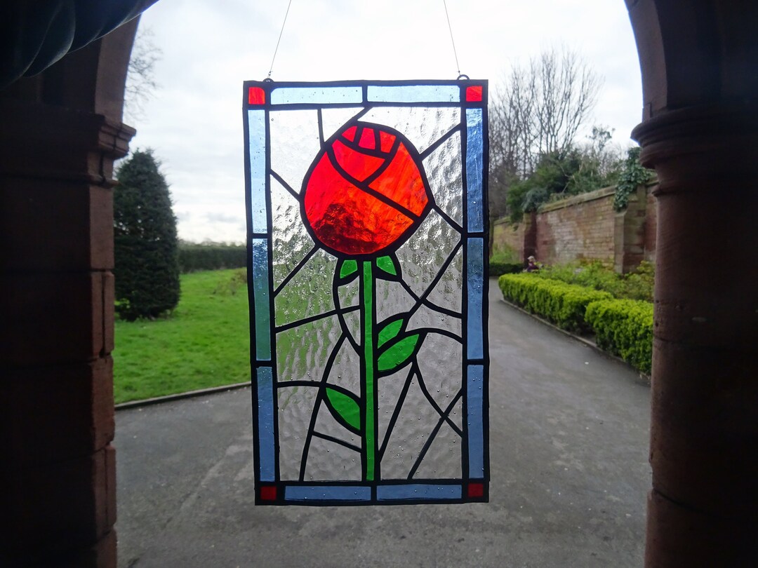 Rose Stained Glass Panel, for Wall, Window or Suncatcher - Etsy