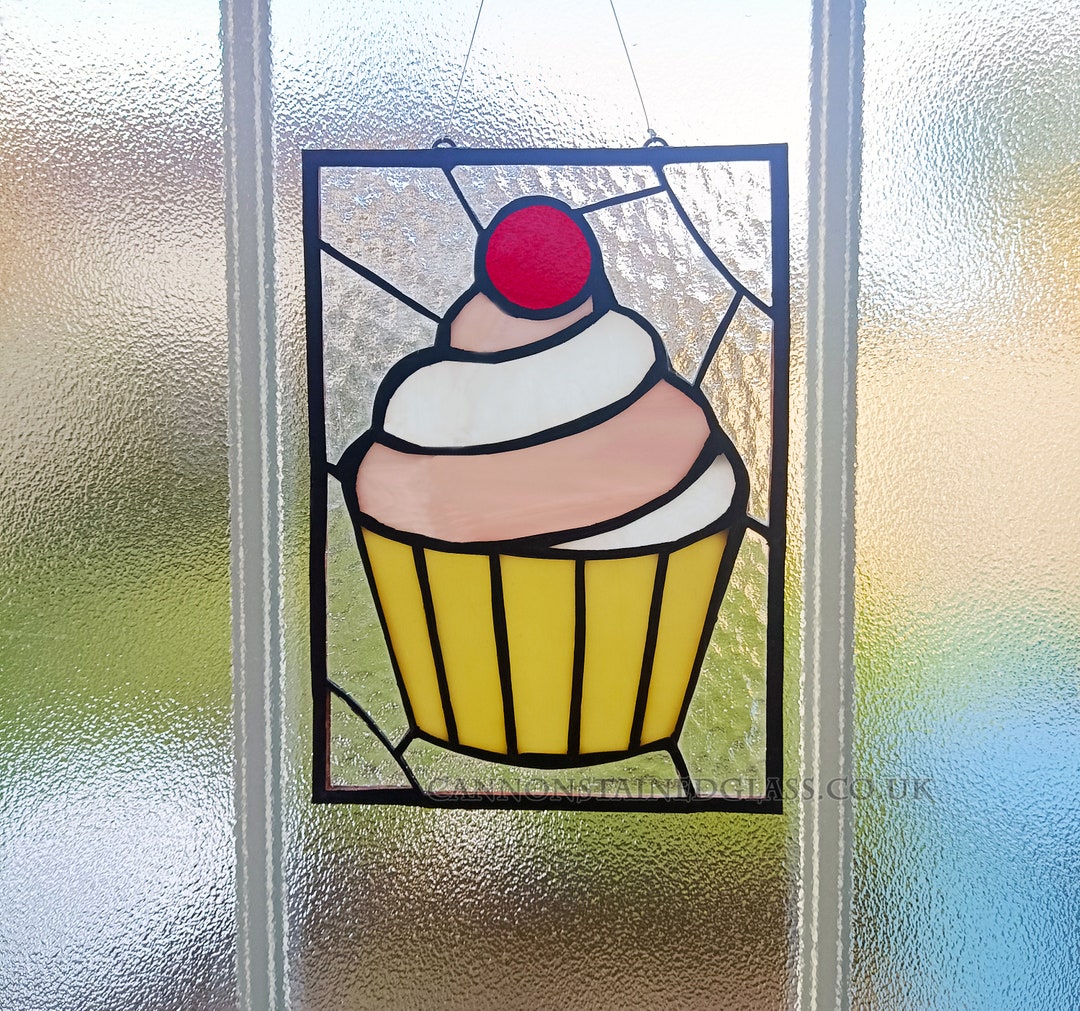 Cupcake Stained Glass Panel, for Wall, Window or Suncatcher. Window ...