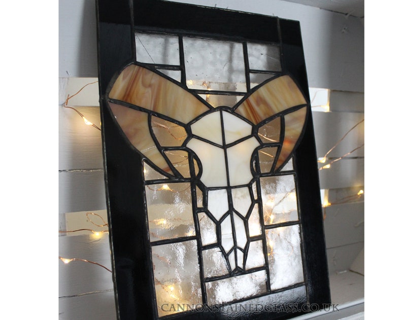 Ram Skull Stained Glass Panel for Wall Window or Suncatcher - Etsy