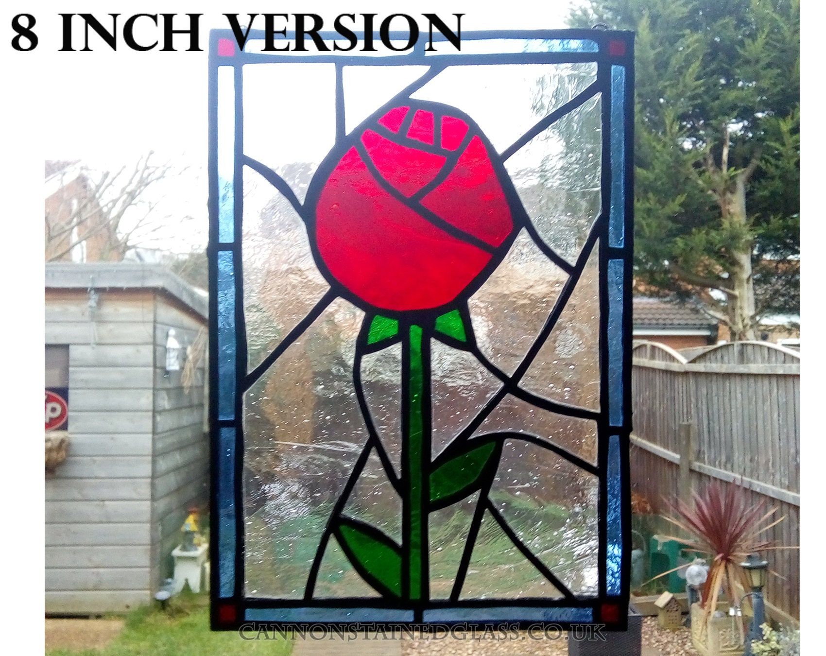 Rose Stained Glass Panel for Wall Window or Suncatcher - Etsy