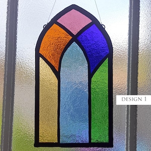 Mini Church Windows, Real Stained Glass. Suncatchers. Cross, Cathedral ...
