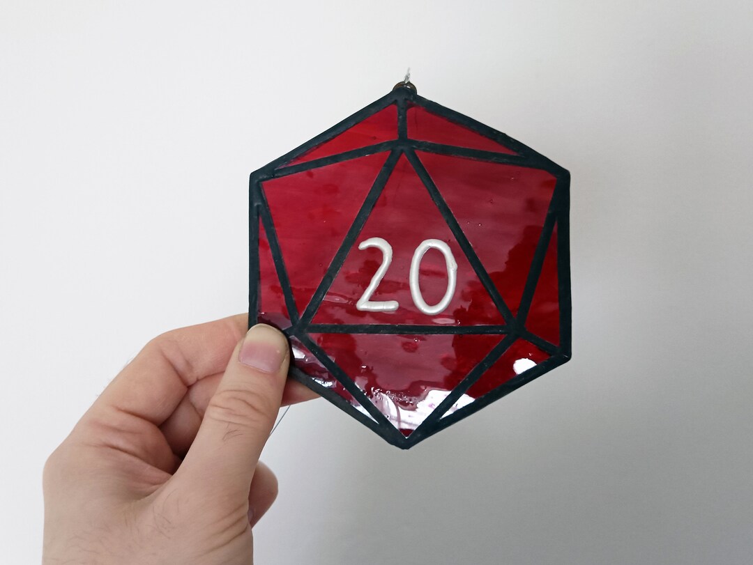 Stained Glass D20 Dice Window Hanging Suncatcher Dungeons and Dragons ...