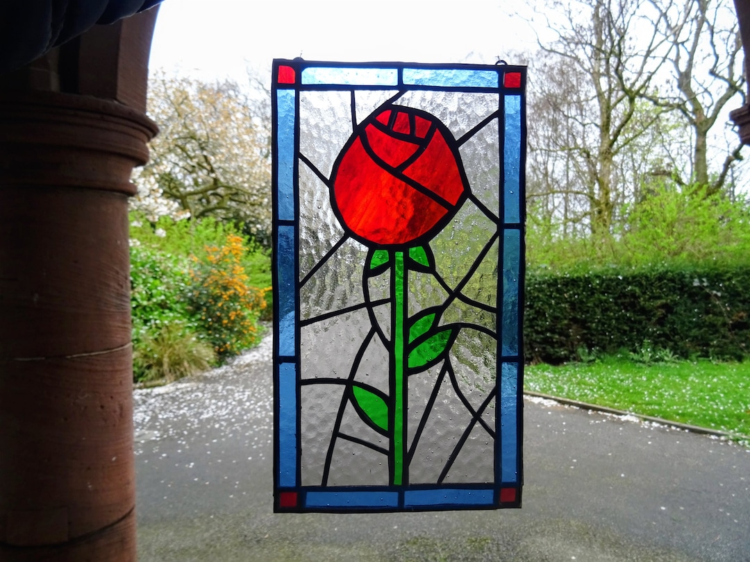 Rose Stained Glass Panel, for Wall, Window or Suncatcher - Etsy