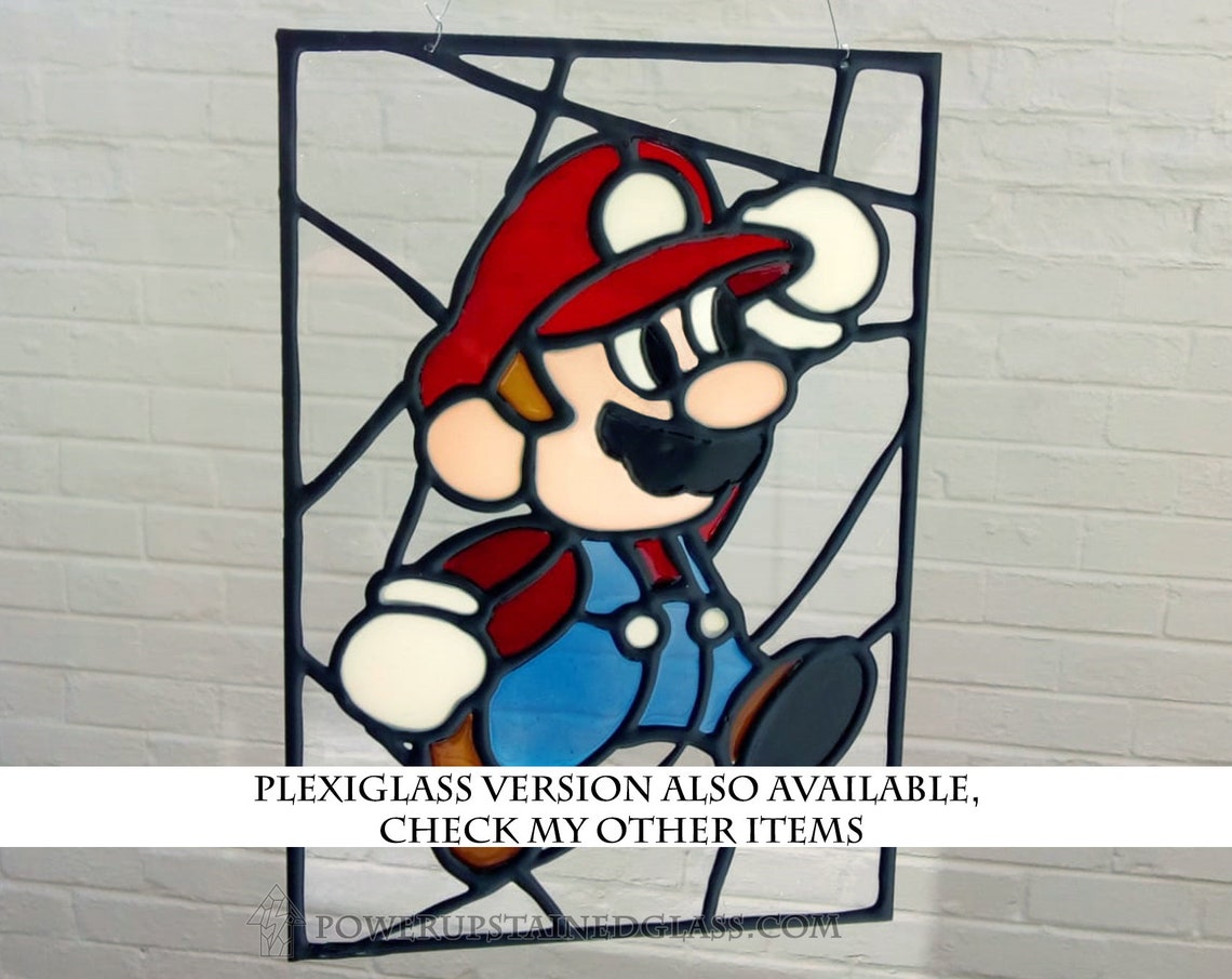 Super Mario Stained Glass Panel / Hanger for Wall Window or - Etsy