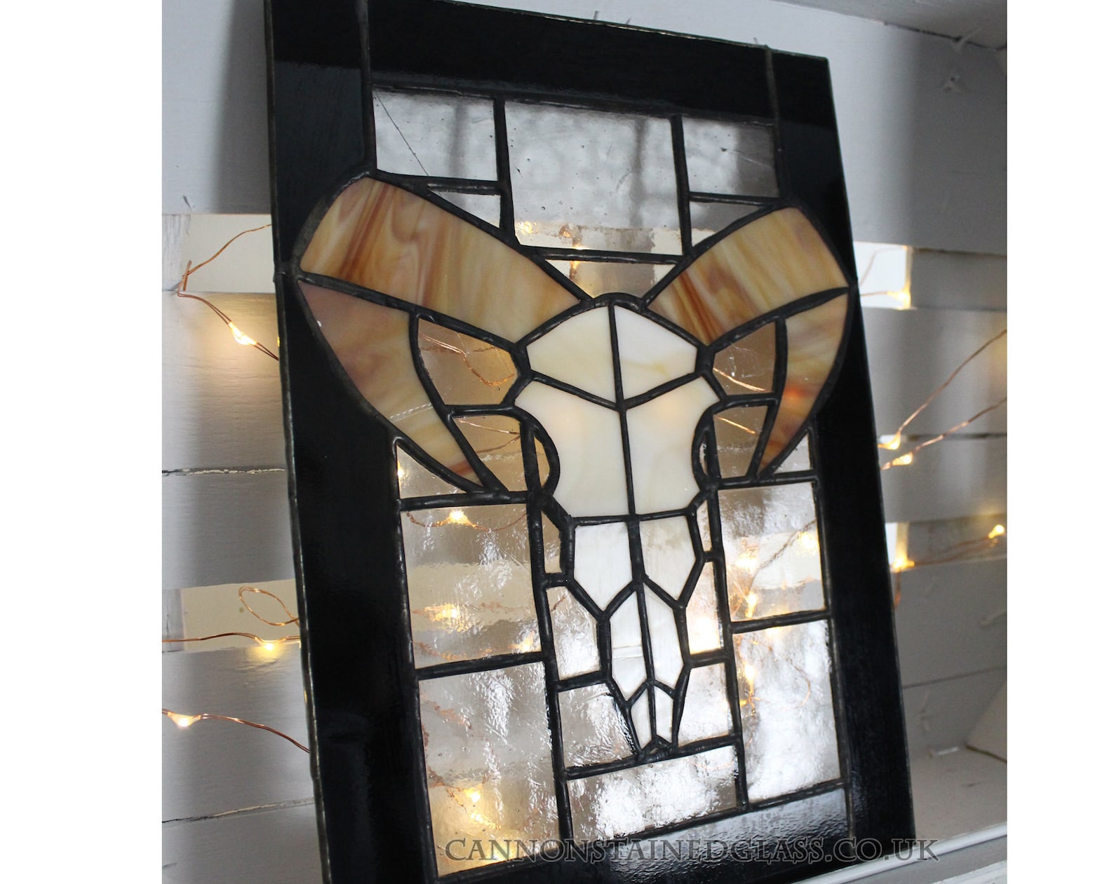 Ram Skull Stained Glass Panel for Wall Window or Suncatcher - Etsy