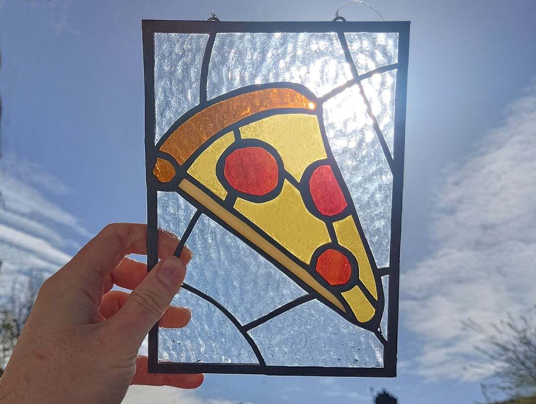 Pizza Slice Stained Glass Panel, for Wall, Window or Suncatcher. Window ...