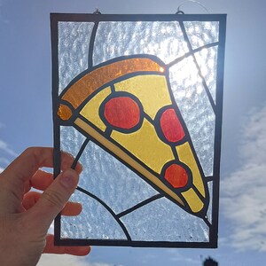 Pizza Slice Stained Glass Panel, for Wall, Window or Suncatcher. Window ...