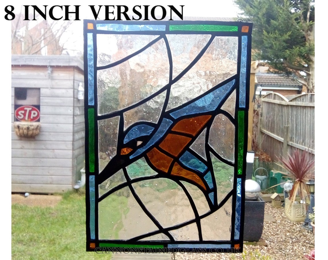 Kingfisher Stained Glass Hanger for Wall Window or | Etsy UK