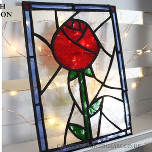 Rose Stained Glass Panel, for Wall, Window or Suncatcher - Etsy