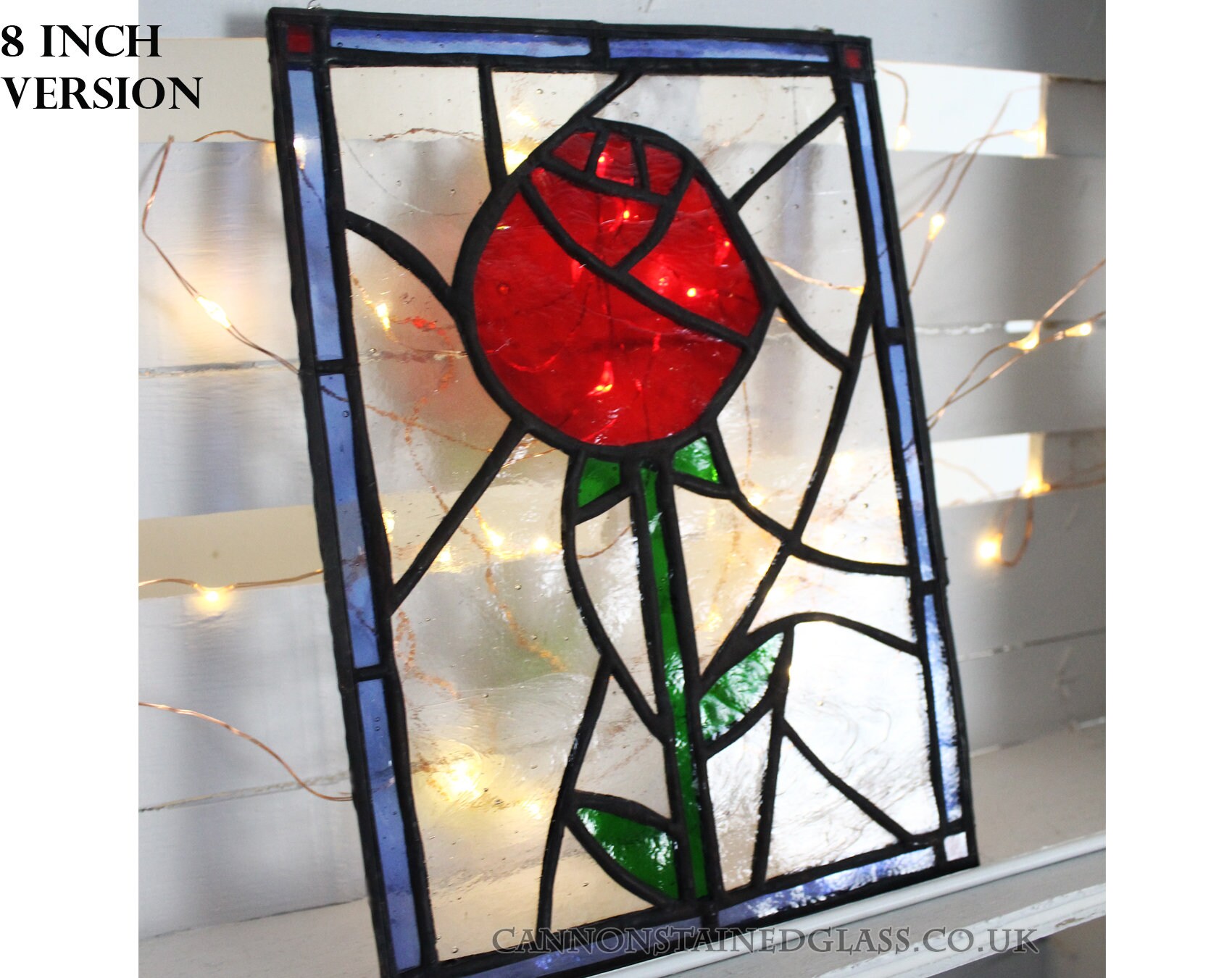 Rose Stained Glass Panel for Wall Window or Suncatcher - Etsy