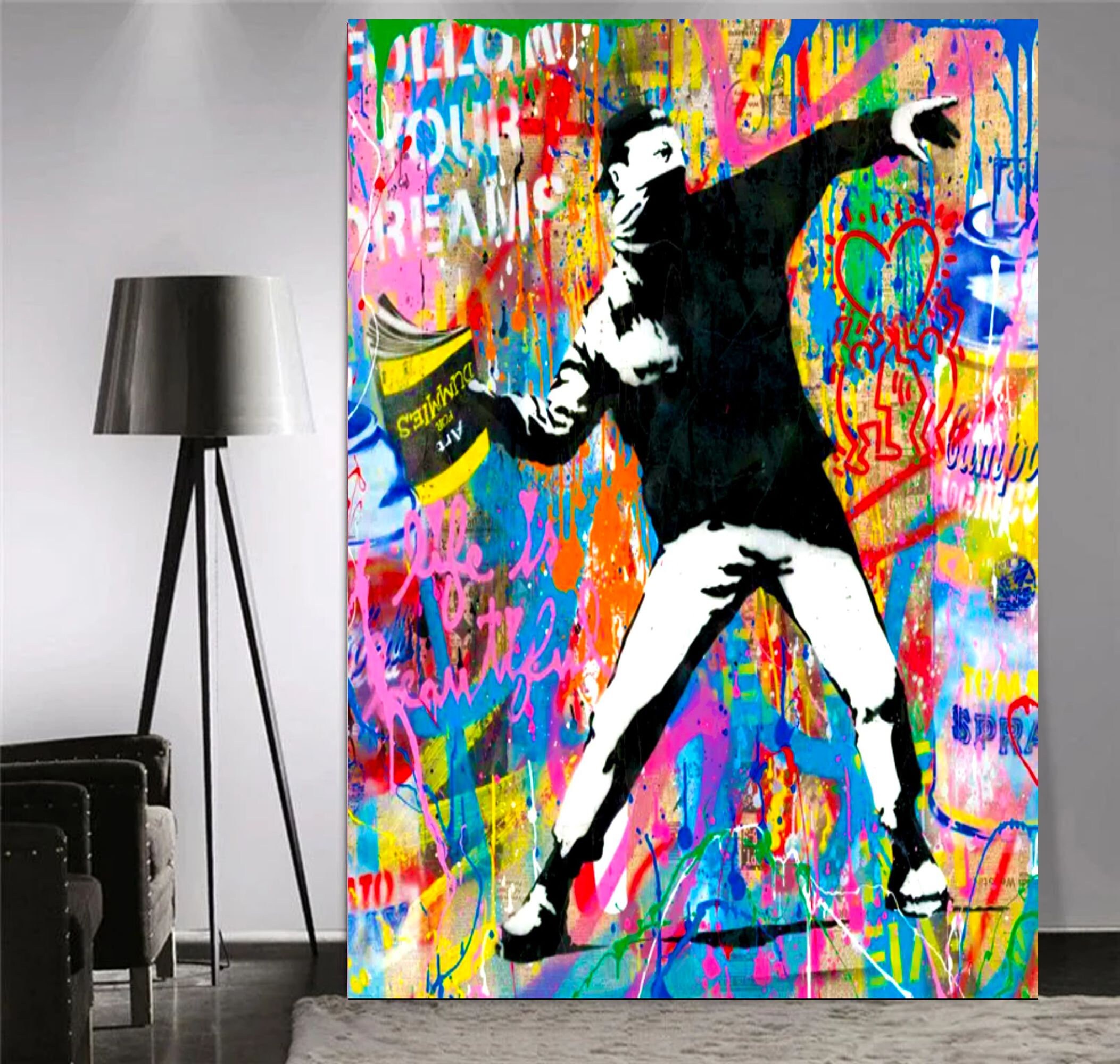 Banksy Book Thrower Graffiti Street Art Printed Box Framed - Etsy