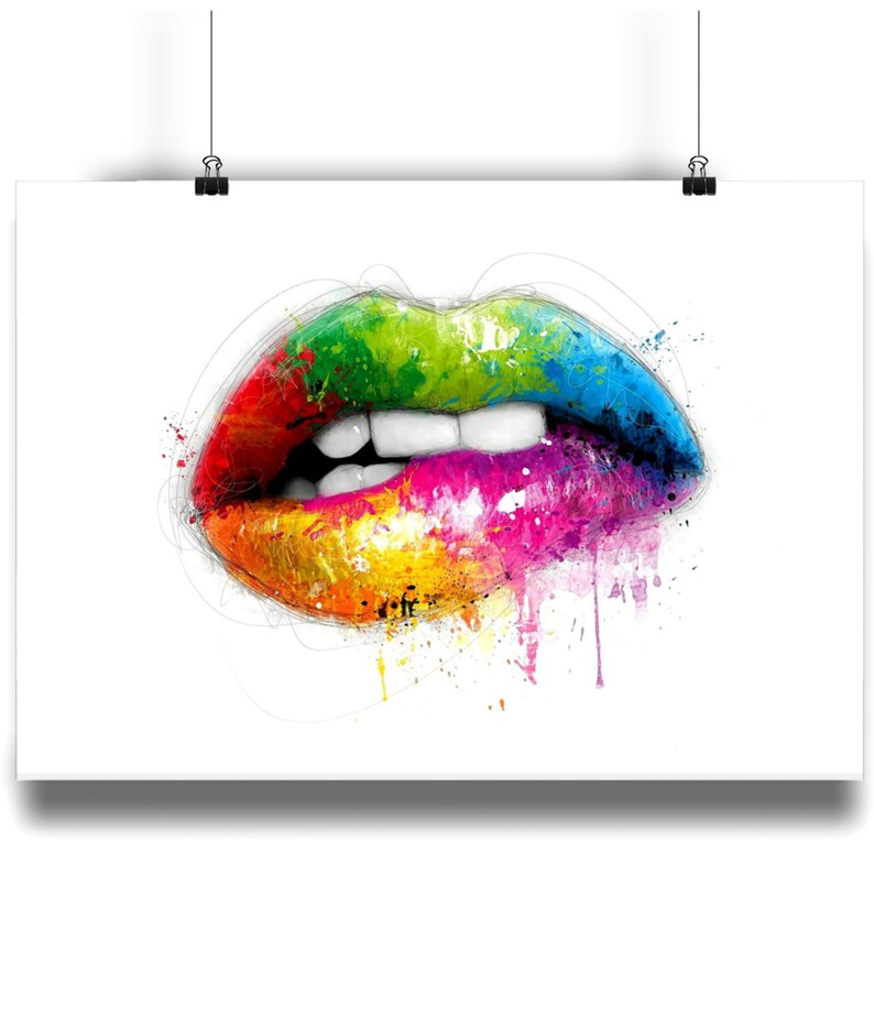 Stunning Colourful Lips Mouth Abstract Canvas Wall Art and - Etsy UK