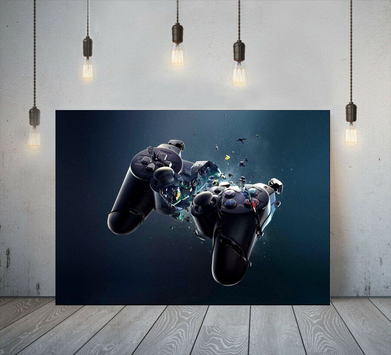 Playstation Exploding Controller Printed Canvas Wall Art - Etsy UK