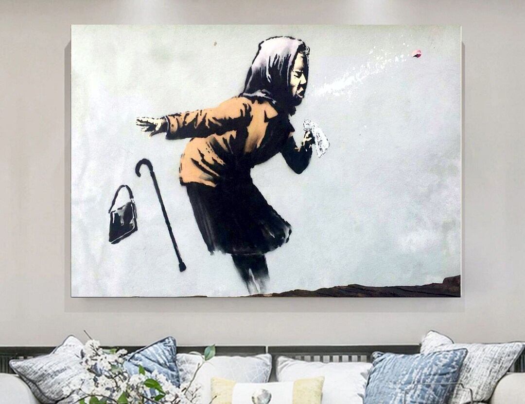 Banksy Achoo Woman Sneezing Graffiti Street Art Printed Box Framed ...