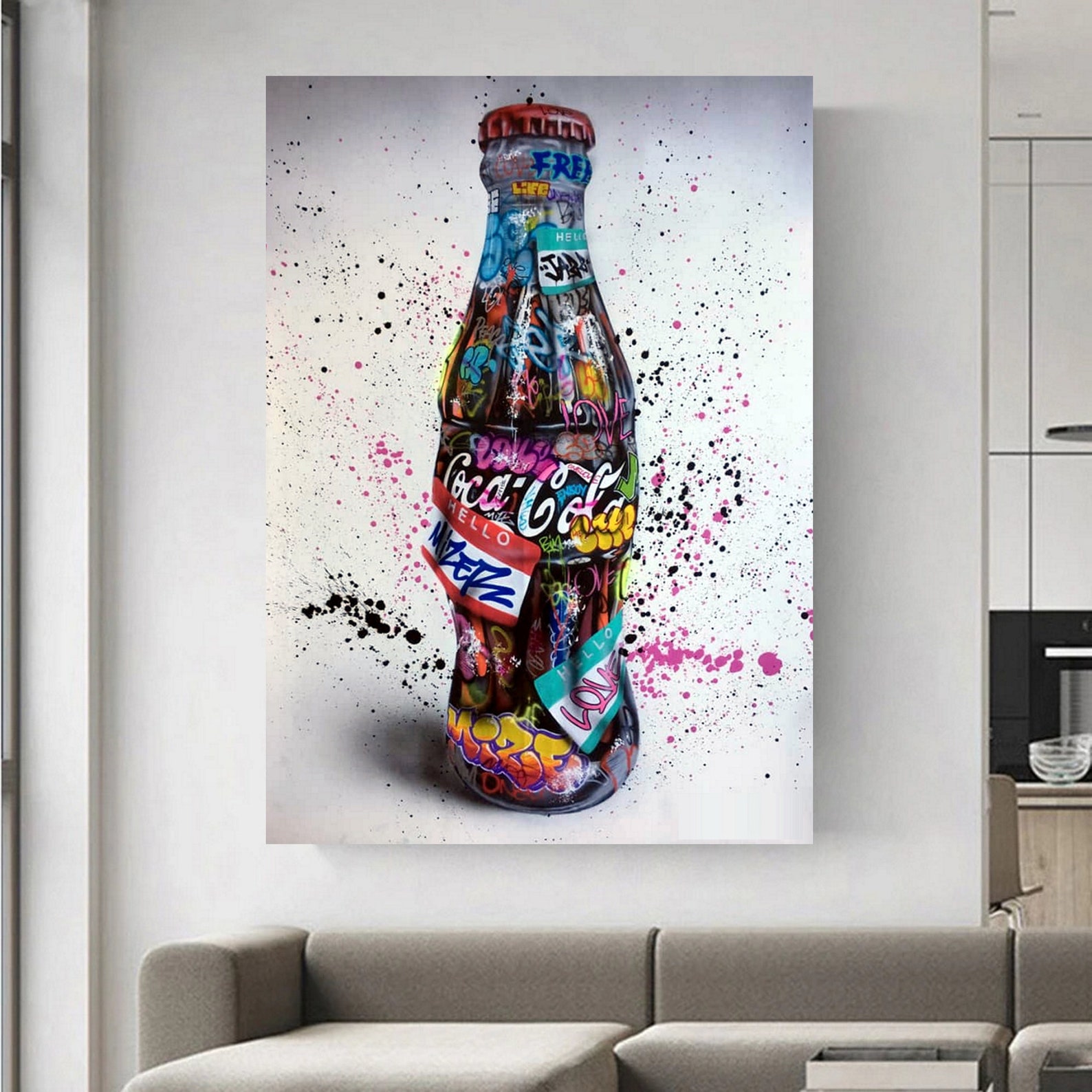 Iconic Coca-cola Coke Graffiti Printed Box Framed Canvas Wall | Etsy