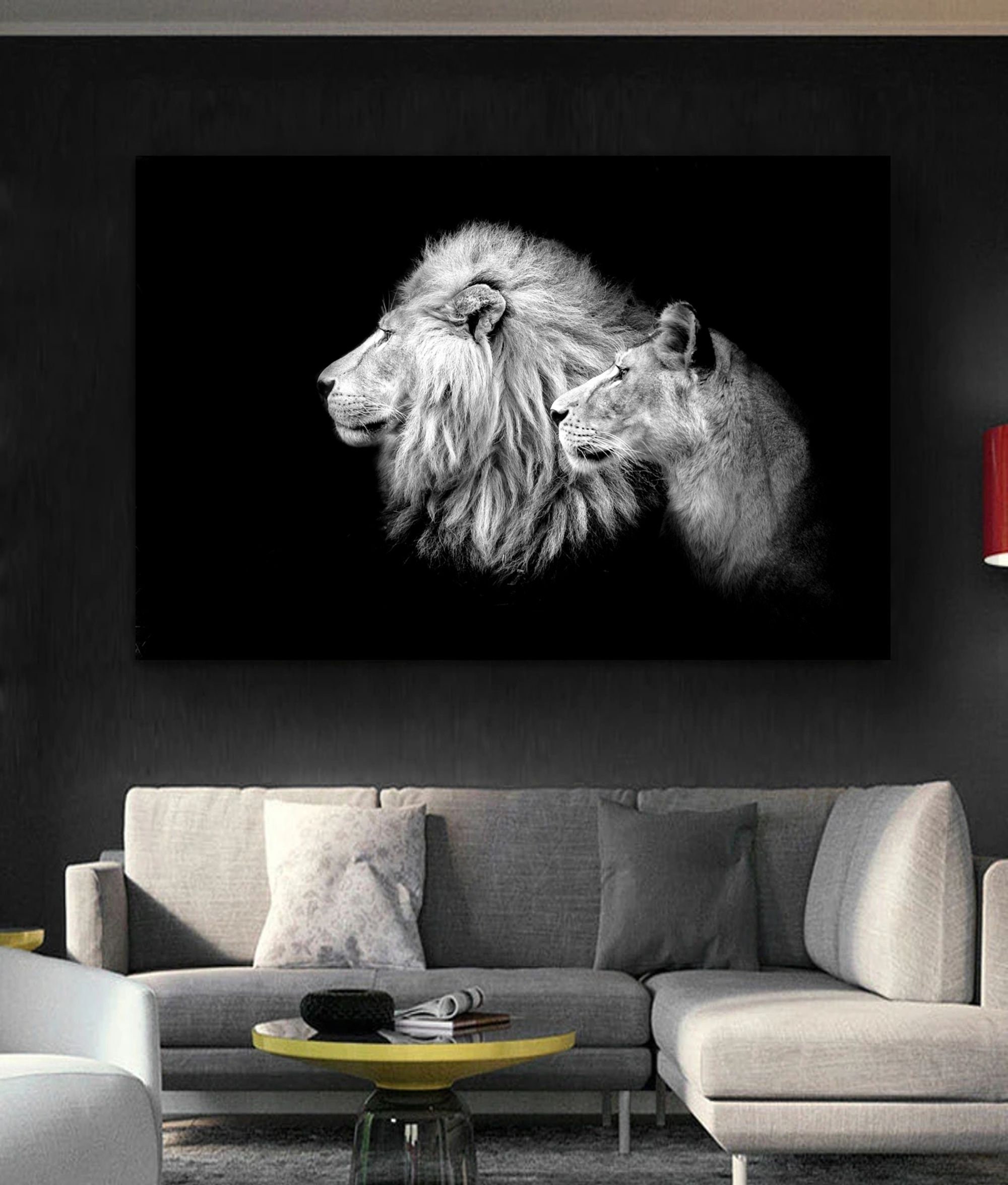 Stunning Lion & Lioness King Queen Deep Wrap Frame Canvas Wall - Etsy