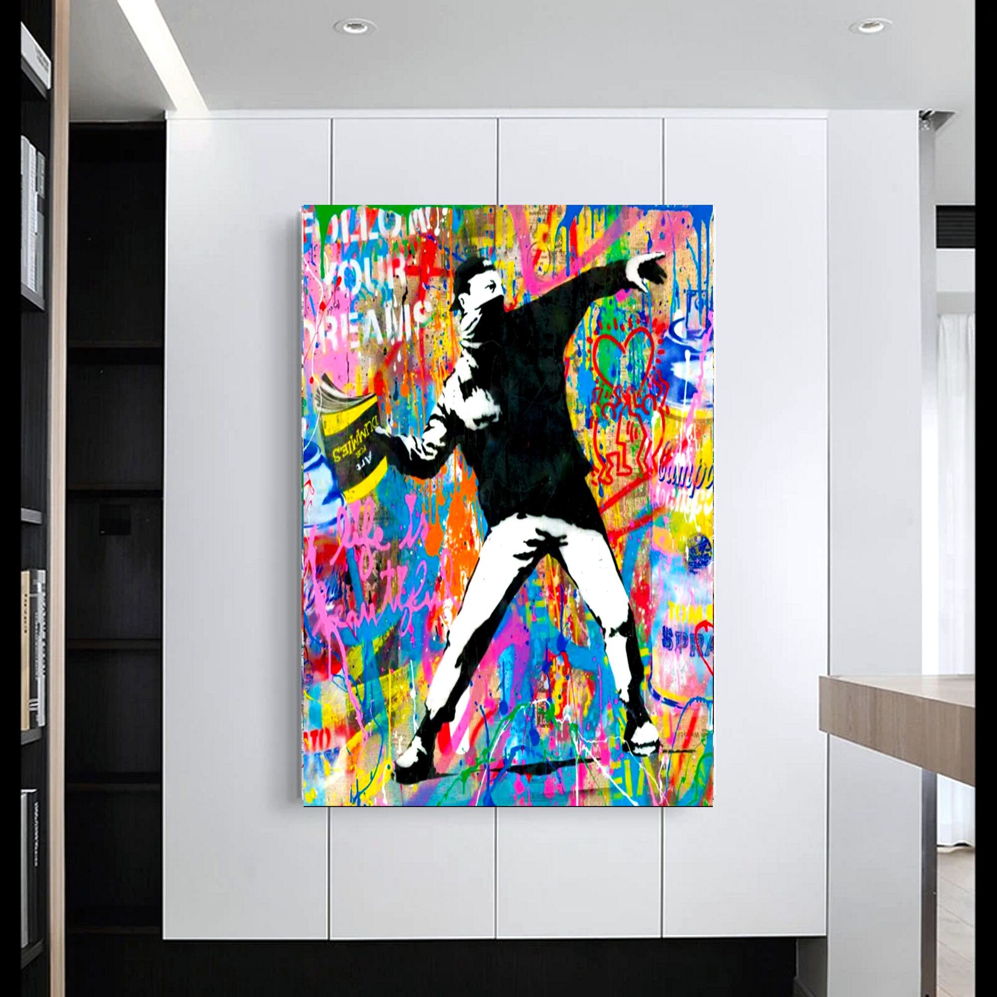 Banksy Book Thrower Graffiti Street Art Printed Box Framed - Etsy
