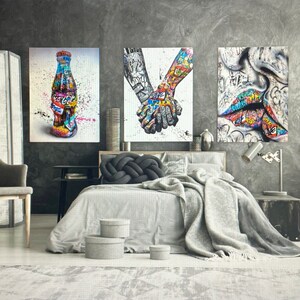 World Unity Holding Hands Graffiti Art Box Framed Printed Canvas - Etsy UK