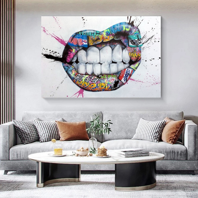 Canvas Wall Print Mouth Teeth Graffiti Street Art Picture Deep - Etsy