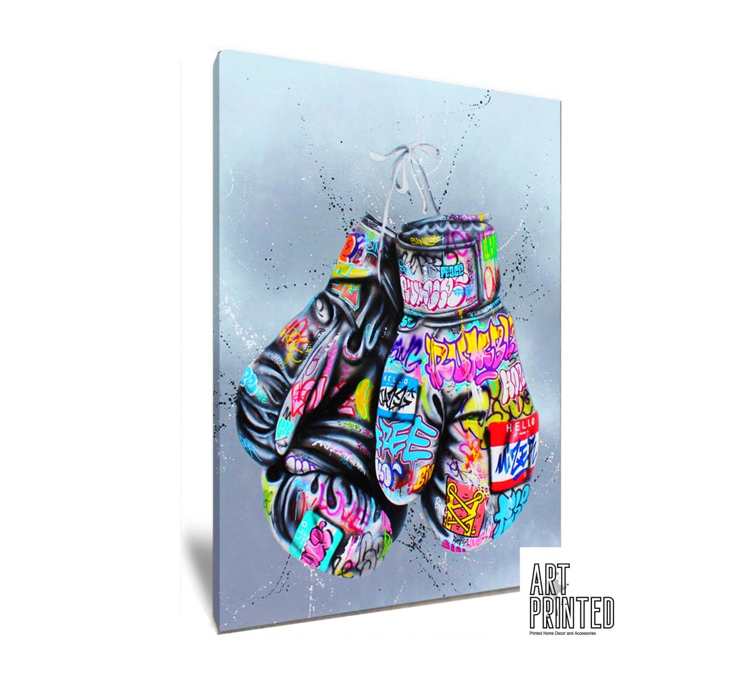 Guantes de boxeo Graffiti Street Art Marco envuelto Lienzo - Etsy España