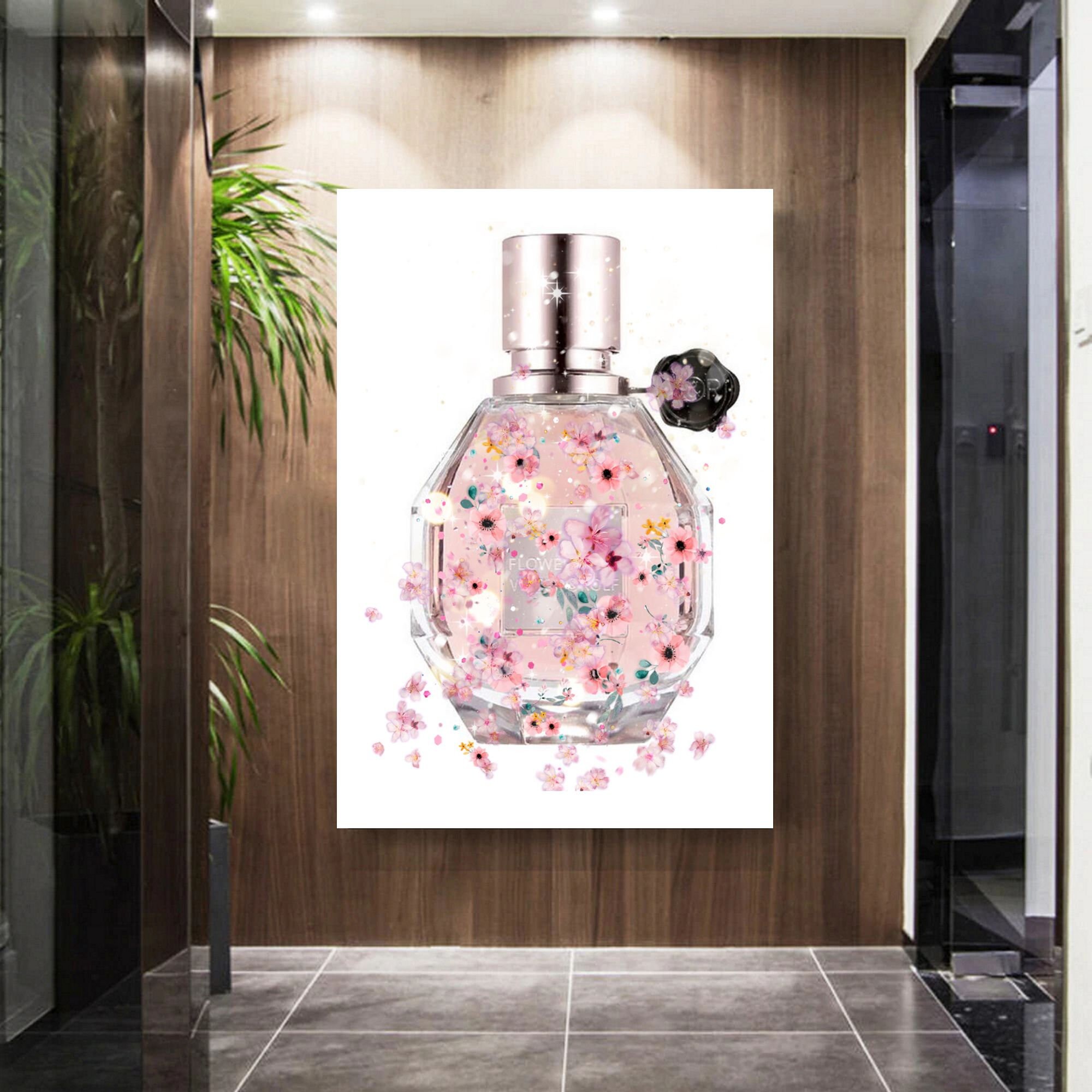 Stunning Perfume Bottle Fashion With Pink Flowers Canvas Wall - Etsy UK