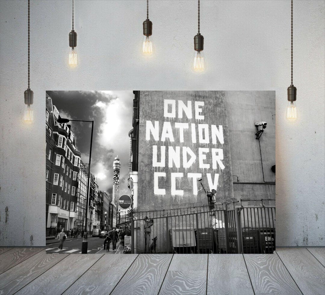 Banksy One Nation Under CCTV Street Art Printed Wrapped Frame Canvas or ...