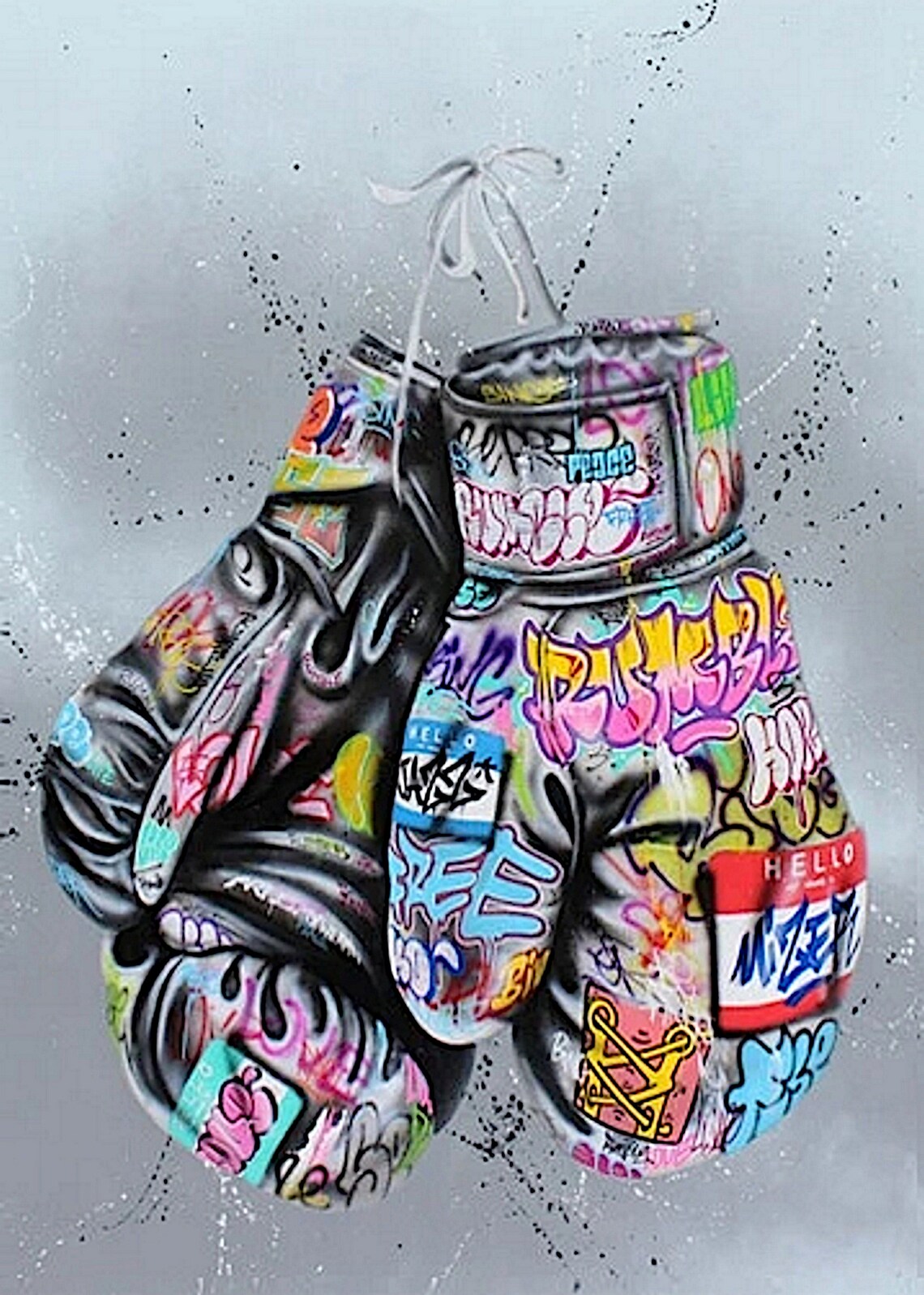 Canvas Print Boxing Gloves Graffiti Street Art Framed Float | Etsy