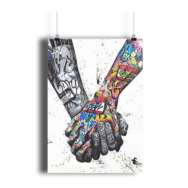 World Unity Holding Hands Graffiti Art Box Framed Printed - Etsy UK