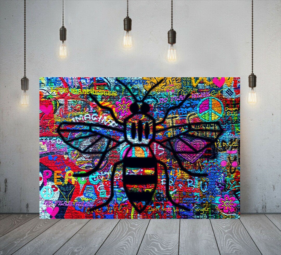 Manchester Bee Graffiti Colourful Street Art Printed Framed - Etsy