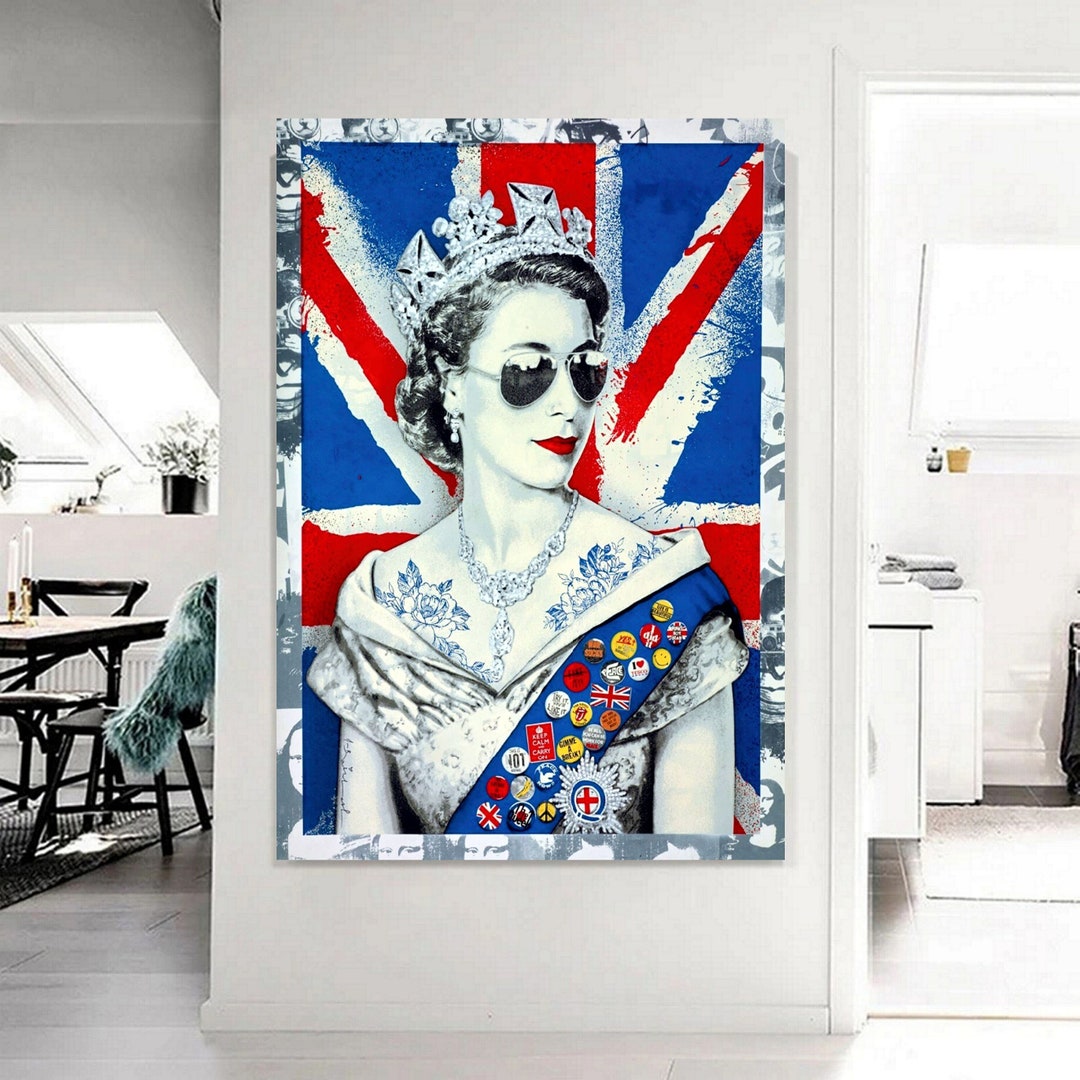 Queen Elizabeth Union Jack Graffiti Street Art Picture Printed Gallery ...