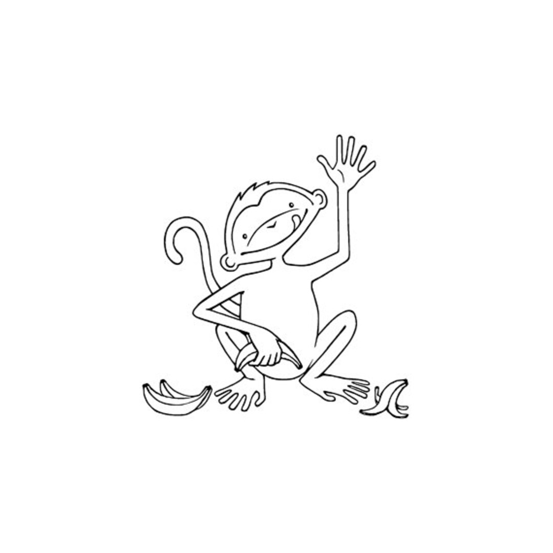 EZ Mounted Rubber Stamp Monkey otto Eating Bananas Altered - Etsy