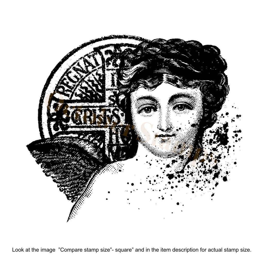 EZ Mounted Rubber Stamp Cherub With Cross Coin Altered Art Craft ...