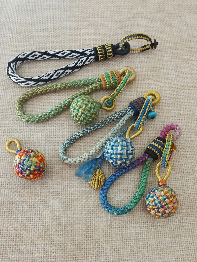 Multicolored Ocean Waves Rope Braided Keychain, Handmade Nylon Key ...