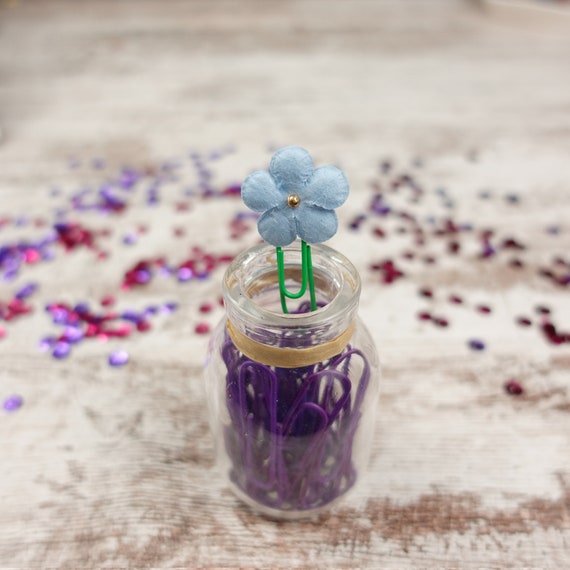 Mini Light Blue Flower Planner Clip | Etsy