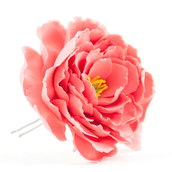 Coral Flower Hair Pin - Etsy