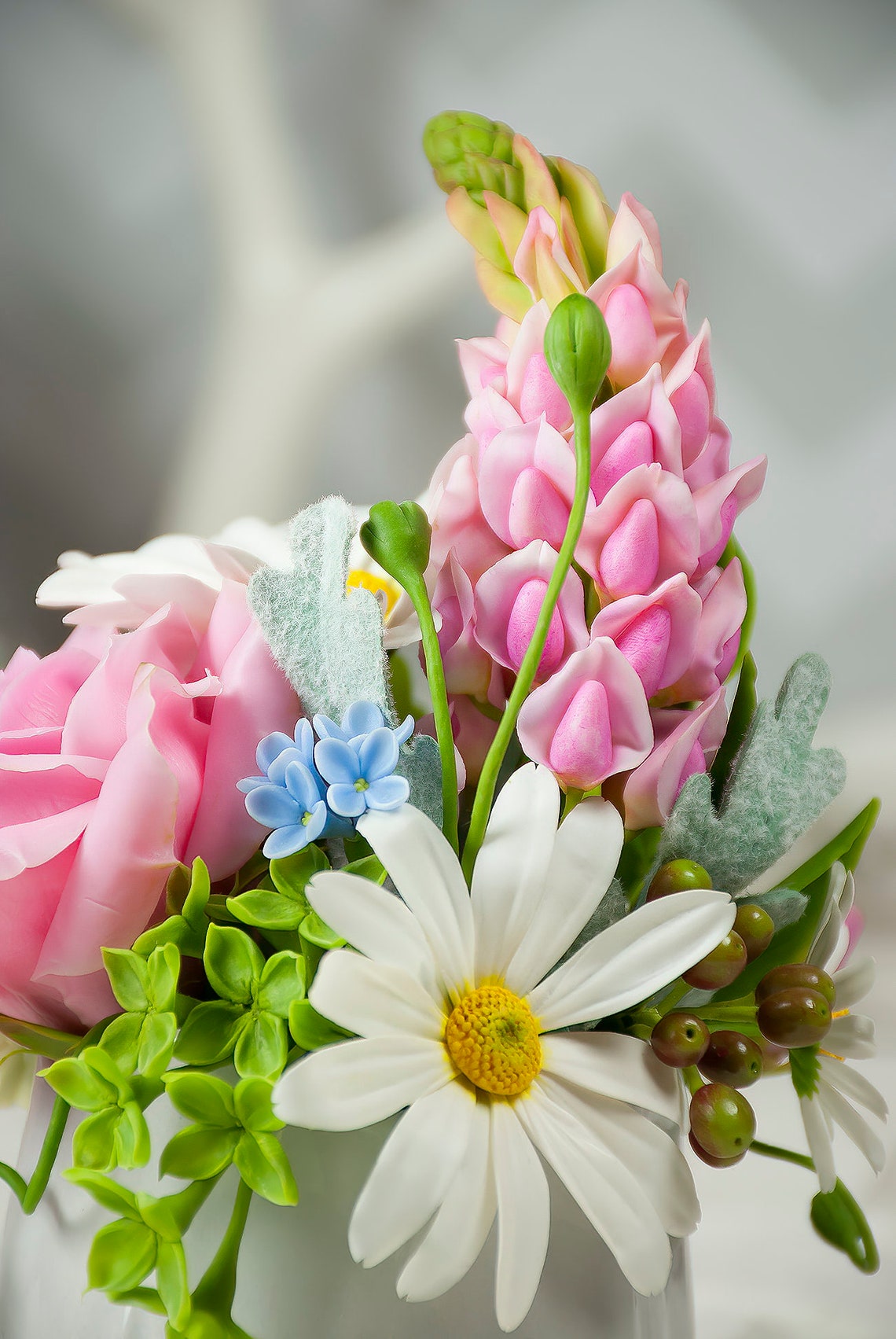 Fake Flowers in Vase Desktop Summer Bouquet Artificial - Etsy