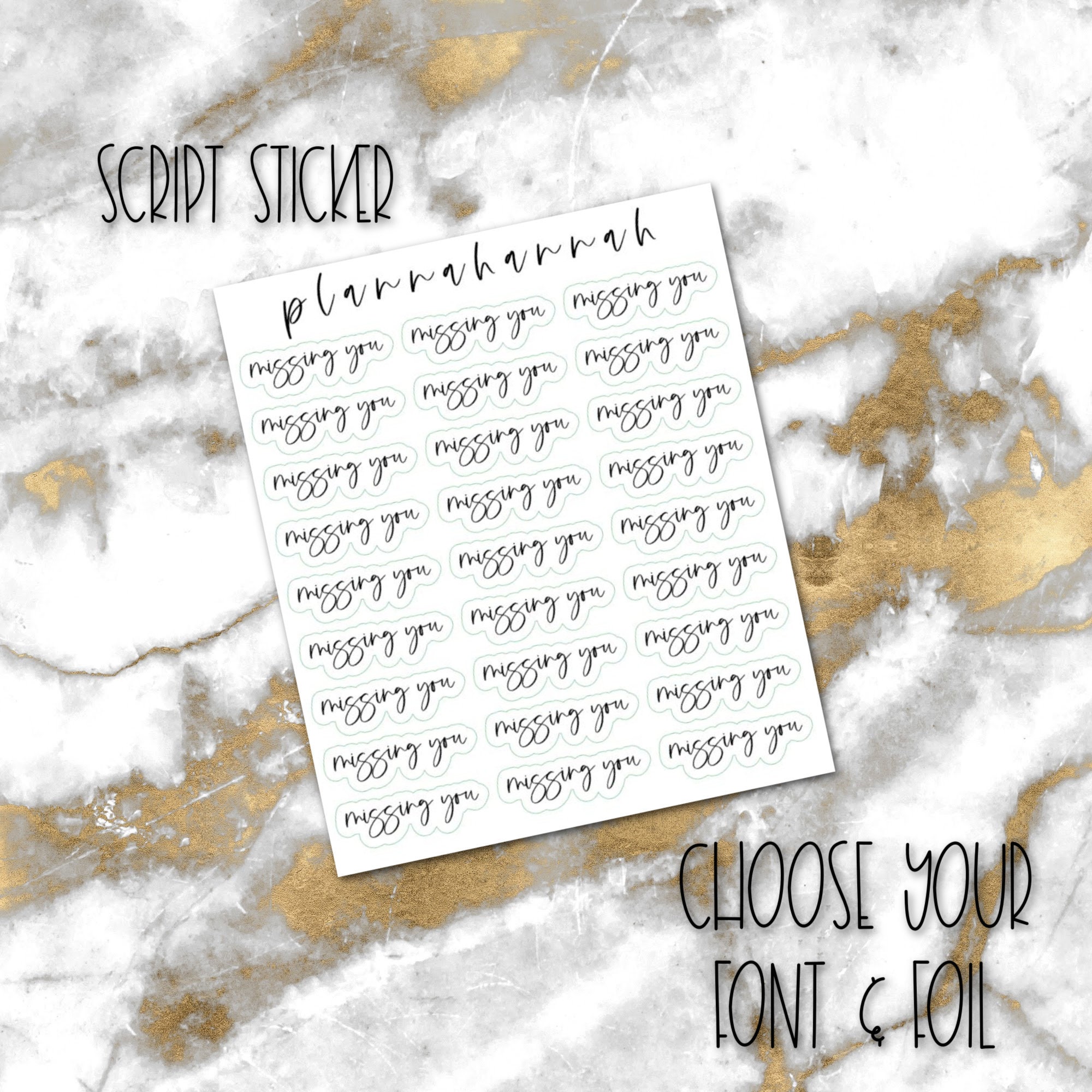 Foiled Script Sticker Missing You Stickers Paper & Party Supplies etna ...