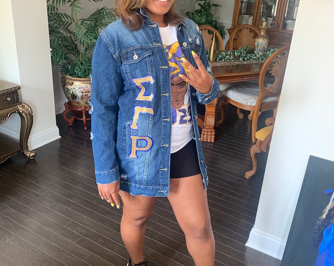Sigma Gamma Rho Sorority Denim Jean Jackets 1922 Distressed Denim Jean ...