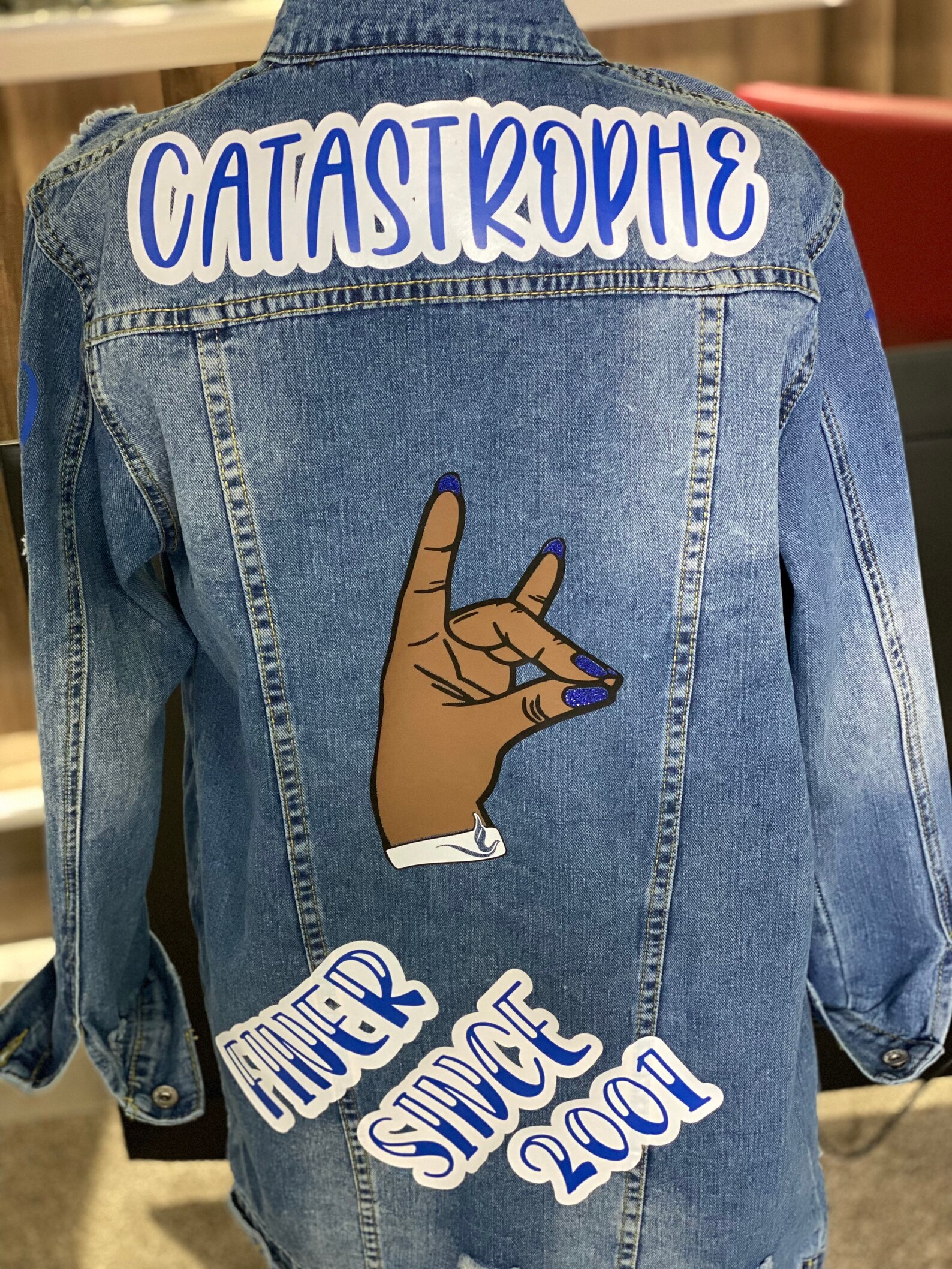 Greek Customized Longline Denim Jacket - Etsy