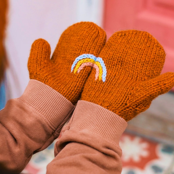 Rainbow Mittens - Etsy