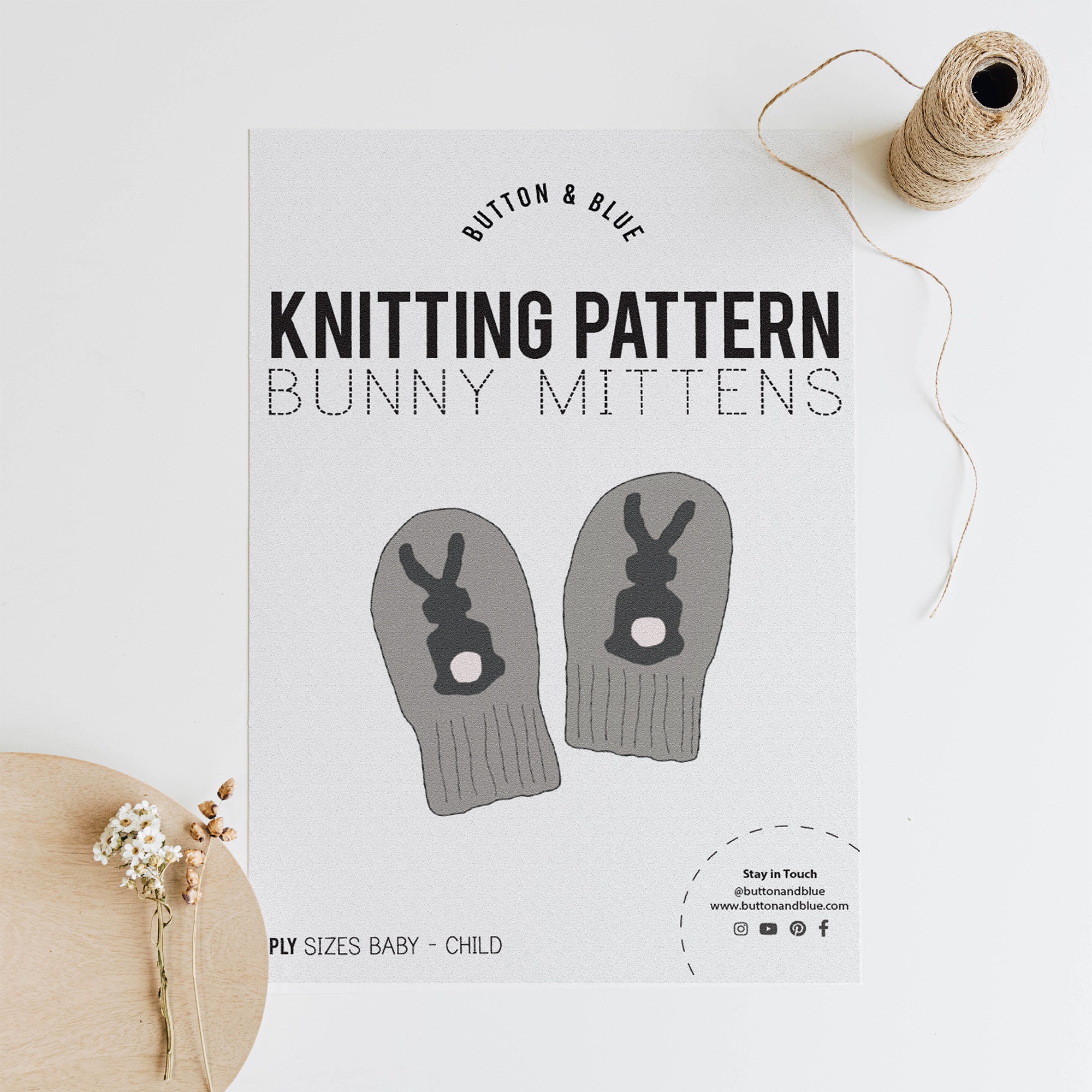 Bunny Mittens Knitting Pattern PDF. Make Your Own Mittens With | Etsy UK