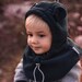 Hooded Cowl Baby Hat, Bear Ears, Bear Hat, Toddler Neck Warmer, Kid ...