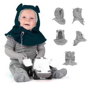 Hooded Cowl Baby Hat, Bear Ears, Bear Hat, Toddler Neck Warmer, Kid ...