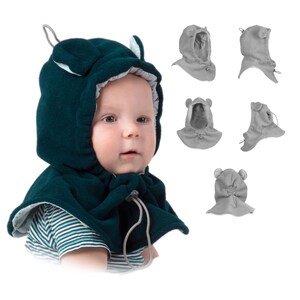 Hooded Cowl Baby Hat, Bear Ears, Bear Hat, Toddler Neck Warmer, Kid ...