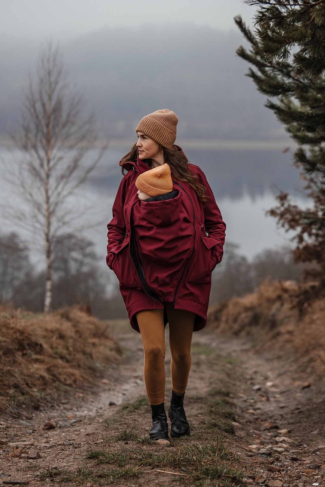 5in1 Babywearing Parka Coat , Maternity Coat, FRONT/BACK Carrying Jacket, Multifunction, Baby ...